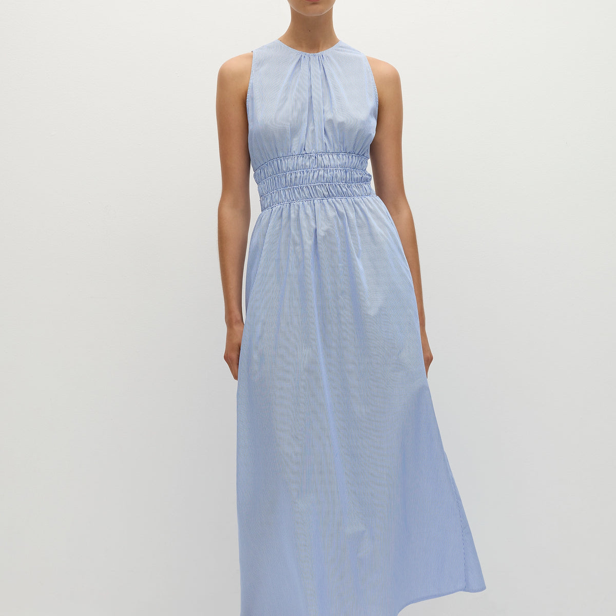 Astra Midi Dress Soft Blue Stripe - Faithfull the Brand INT