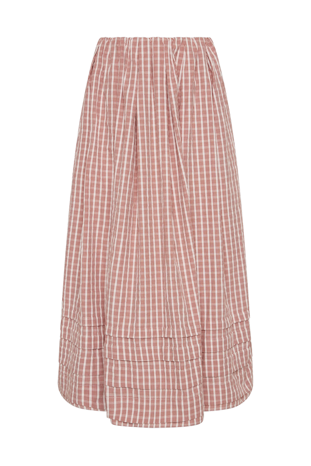 Cales Skirt Paloma Check Cinnamon White - Faithfull the Brand INT